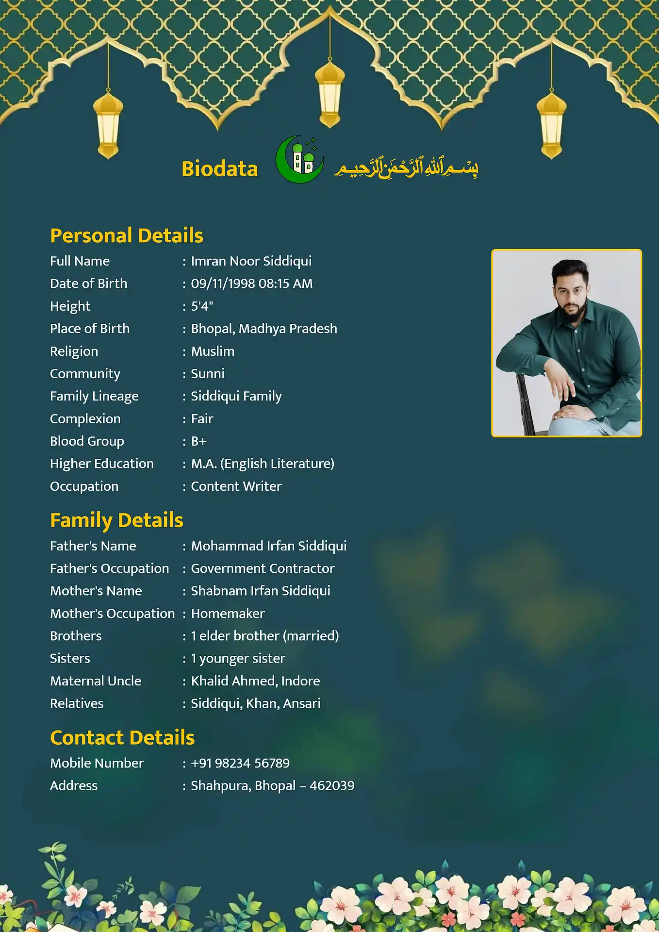 Muslim Marriage Biodata - Free Maker & Templates